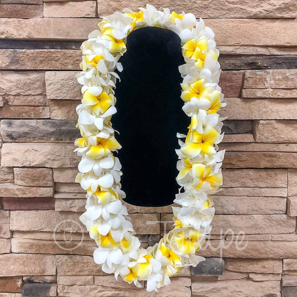 Triple Yellow Plumeria & White Dendrobium Orchid Hawaiian Lei